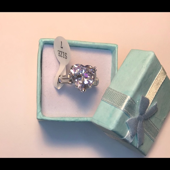 Jewelry | 925 Silver Cz Heart 3d Laser Cut Ring 7 La | Poshmark
